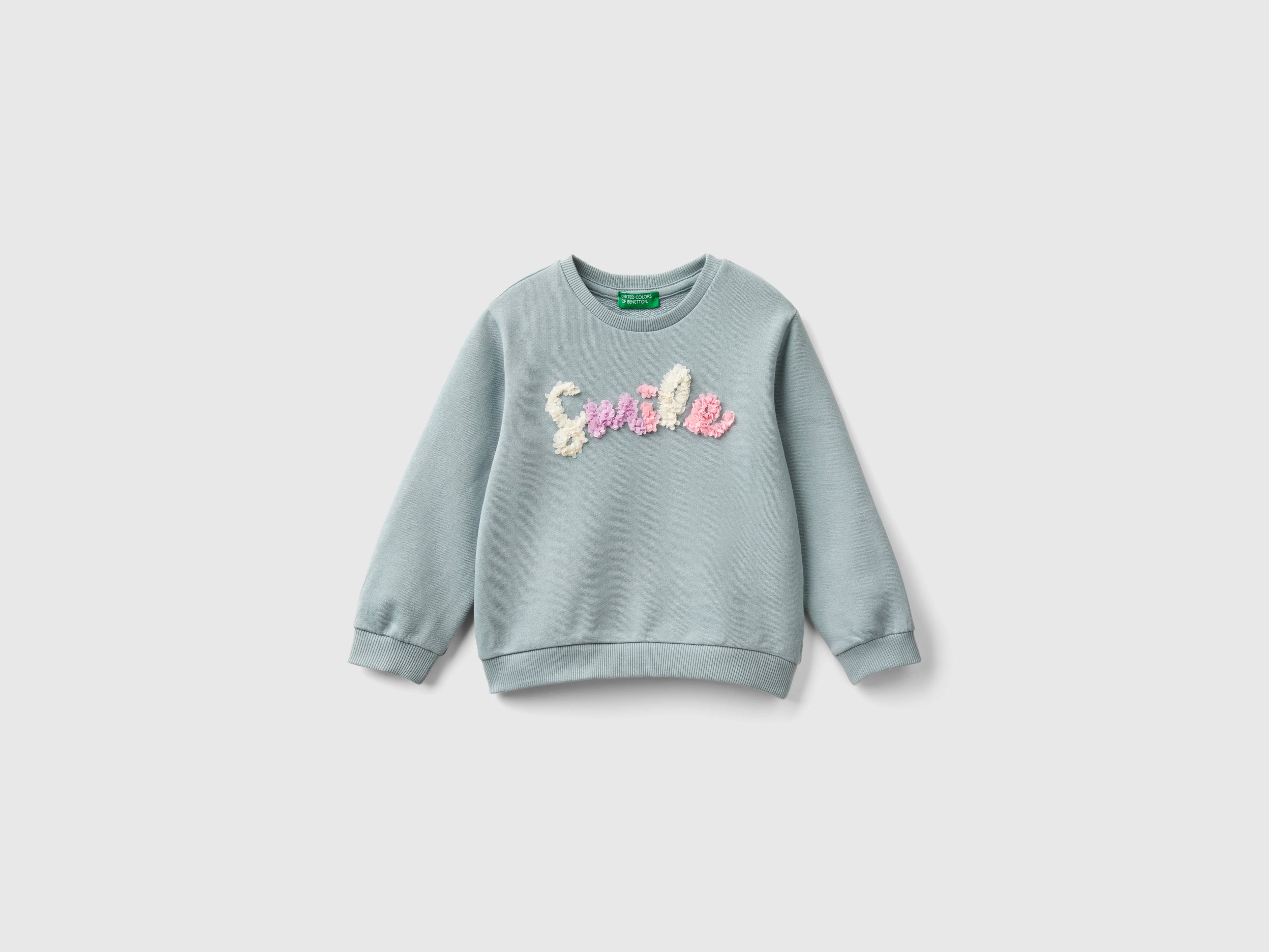 Felpa con applicazione effetto petali da bimba grigio perla | Benetton ...