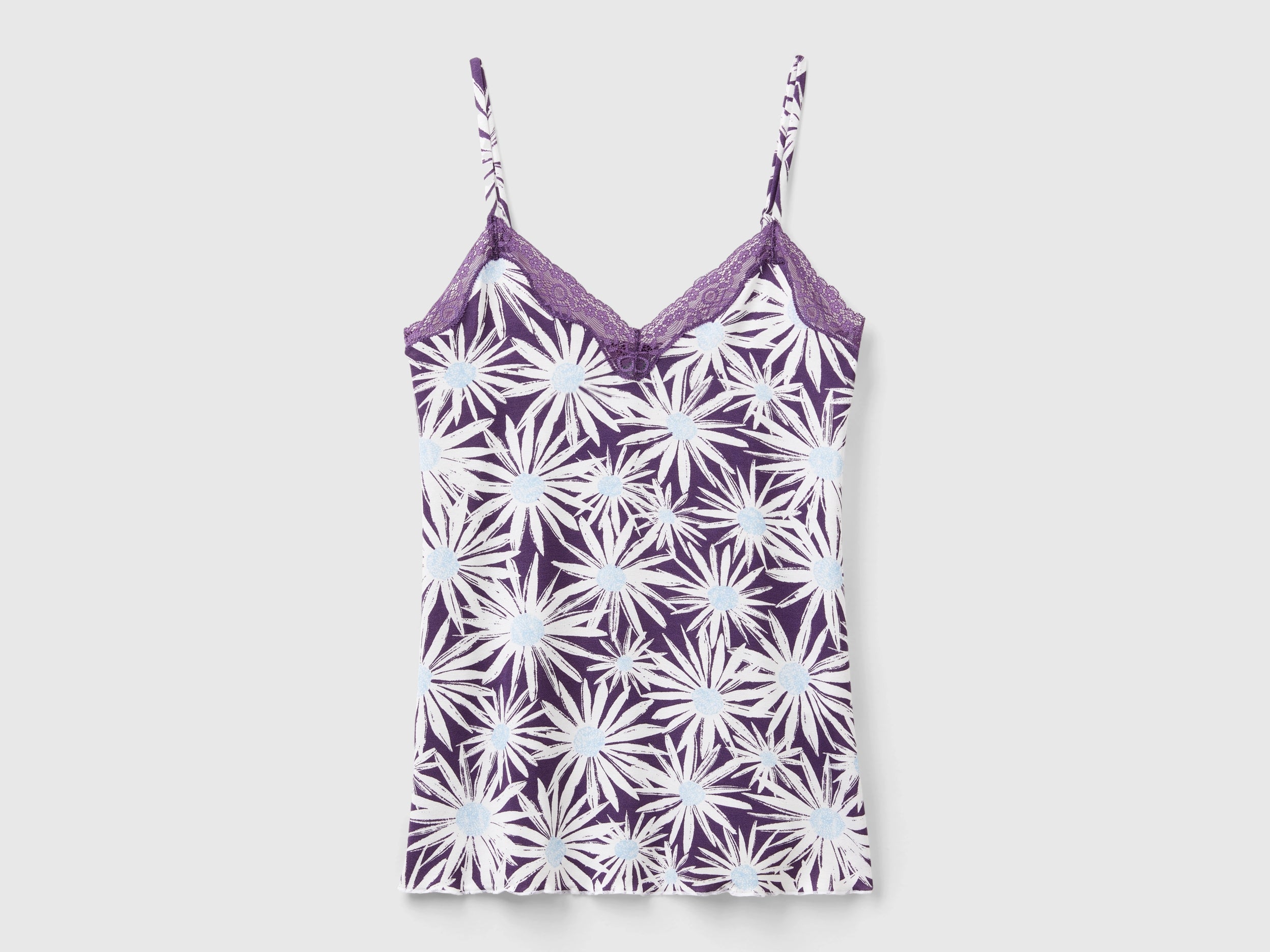 Stretch viscose floral tank top da donna viola | Undercolors Outlet